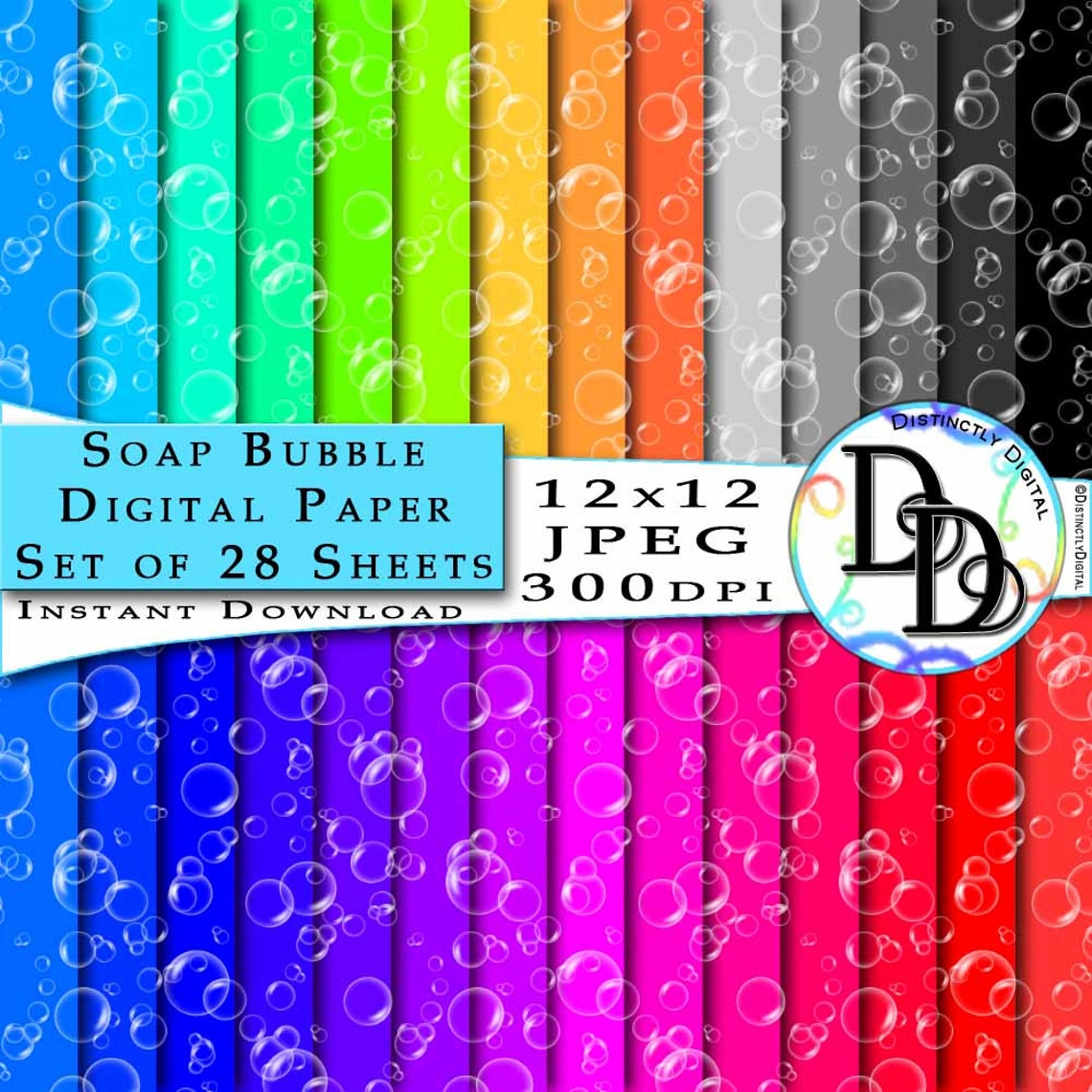 Bubbles Scrapbook Digital Papers Printable Pages Soap Ombre - Etsy
