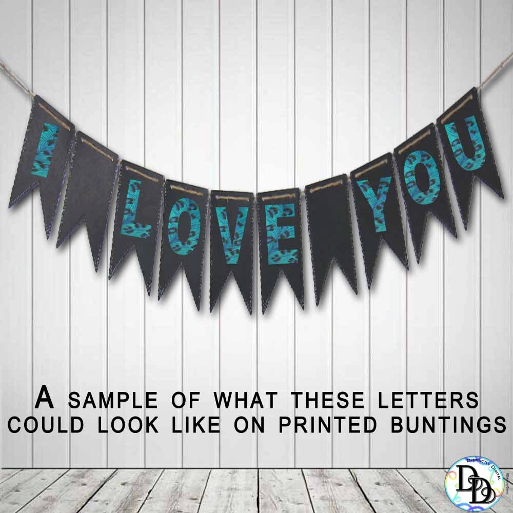 Peacock Feather Alphabet Printable Letters Digital Scrapbook Bird ...