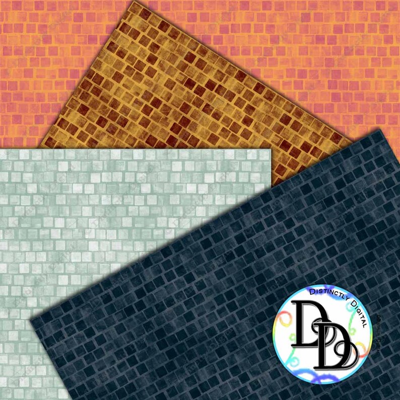 Mosaic Tile Scrapbook Papers Printable Digital Paper Cracked Grunge ...