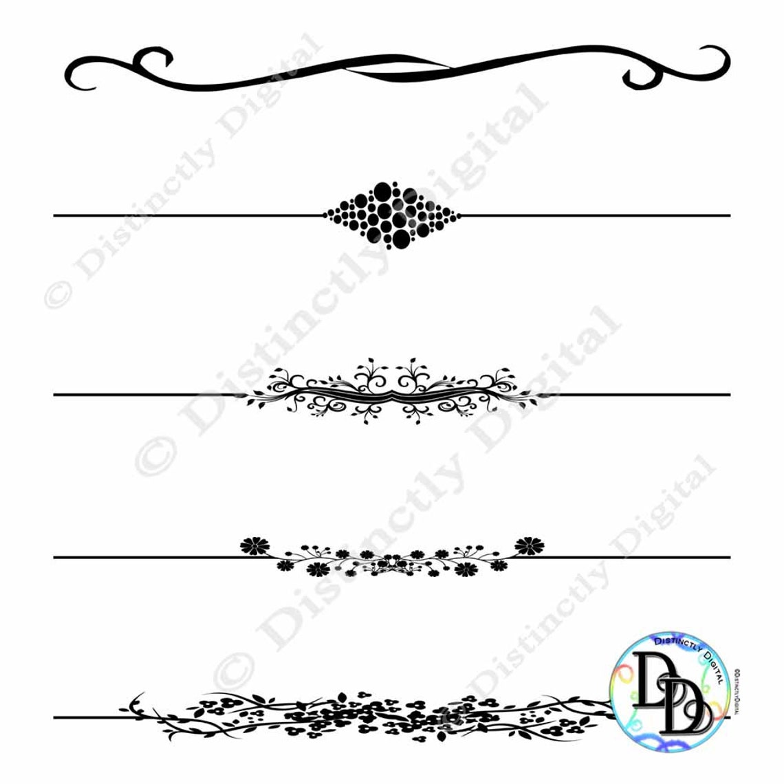 10 Black Printable Text Dividers Digital Scrapbook Clipart - Etsy