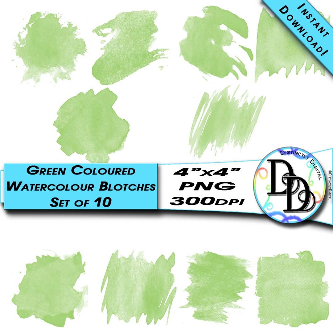Green Watercolour Clipart Blotches Green Printable Clip Art Paint ...