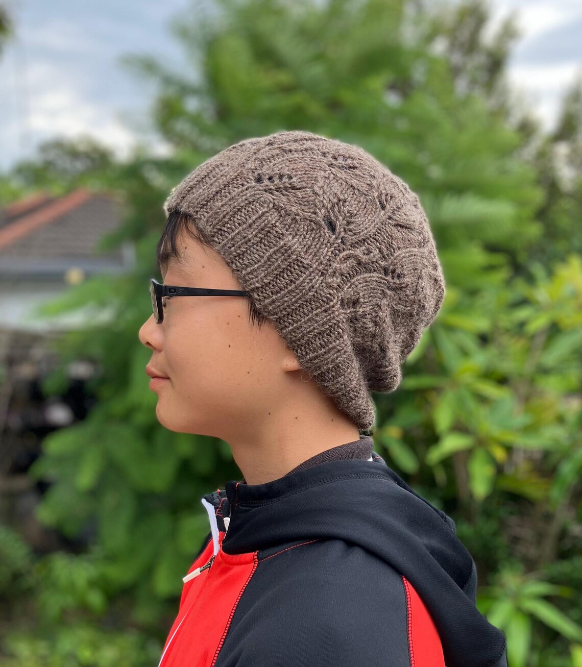 KNITTING PATTERN: Eucalypt Haze Slouchy Beanie | Floral Lace Pattern ...