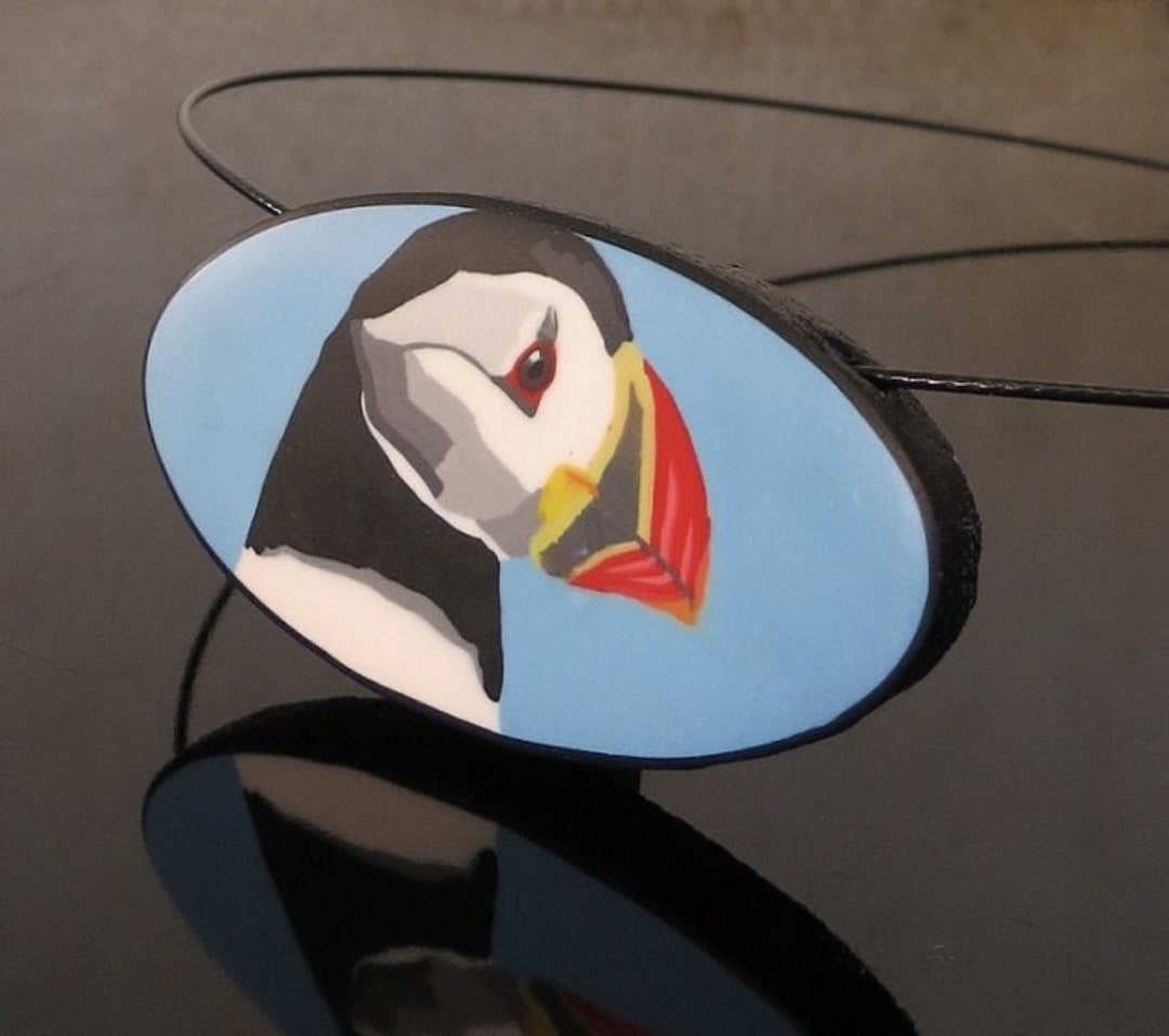 Polymer Clay Puffin Cane Necklace - Etsy