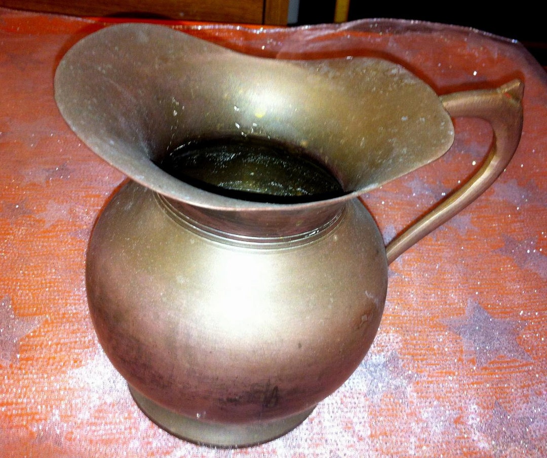 Vintage Bronze Pitcher With Handle, Rustic 1 Lb. 7 Oz., 5 3/4" High X 5 ...