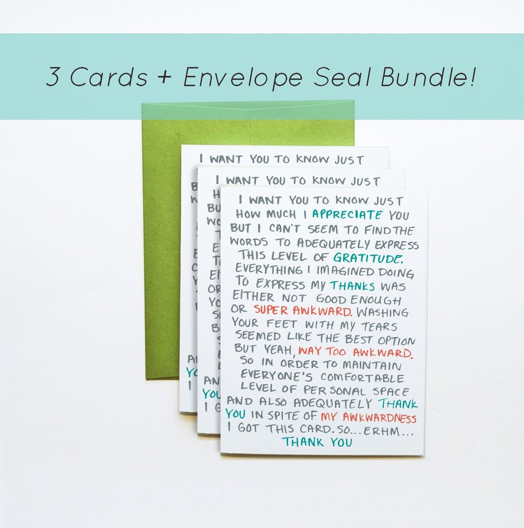 Awkward Thank You Card Bundle Funny but Touching - Etsy