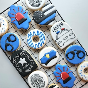 One Dozen Police Themed Birthday Sugar Cookies - Etsy