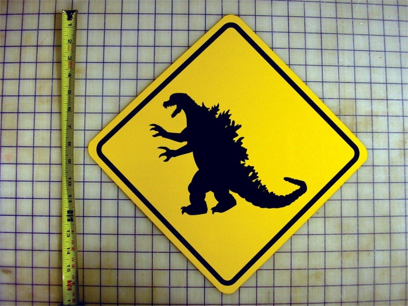 Godzilla Yellow Aluminum Sign - Etsy