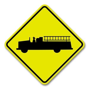 Fire Truck - Fire Engine - Firefighter Crossing Yellow Aluminum Sign - Etsy