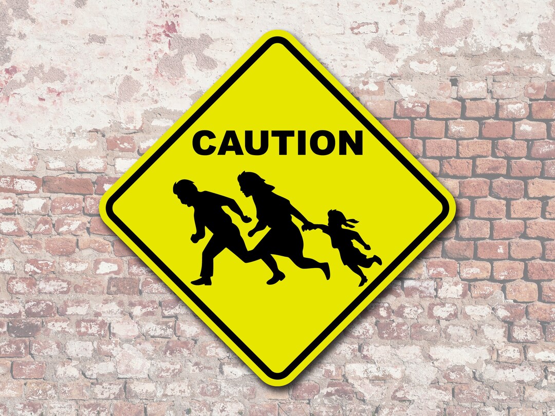 Caution Illegal Alien Crossing Yellow Aluminum Sign - Etsy