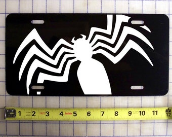 Venom Eyes License Plate - Evil Villain - Aluminum Black and White ...