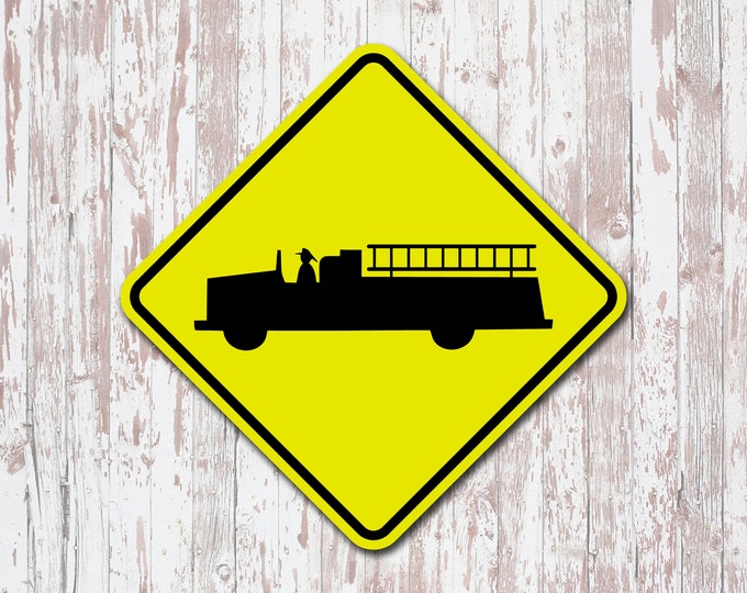 Fire Truck Fire Engine Firefighter Crossing Yellow Aluminum Sign - Etsy
