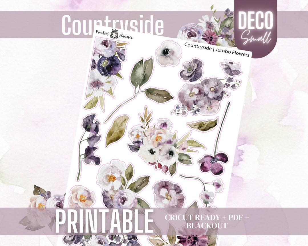 Printable Jumbo Flower Stickers: Countryside Planner Decals (PDF) - Etsy