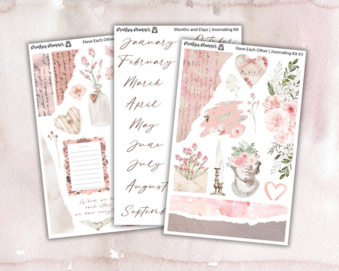 Valentine Journaling Sticker Kit: Romantic Planner Decor, Transparent ...