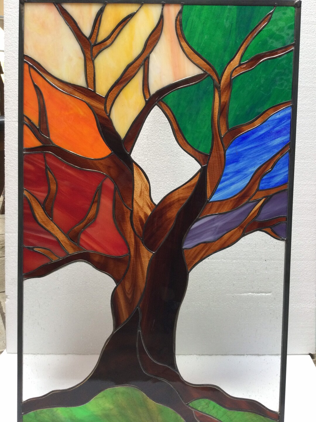 Tree of Life square Glass Panel. - Etsy