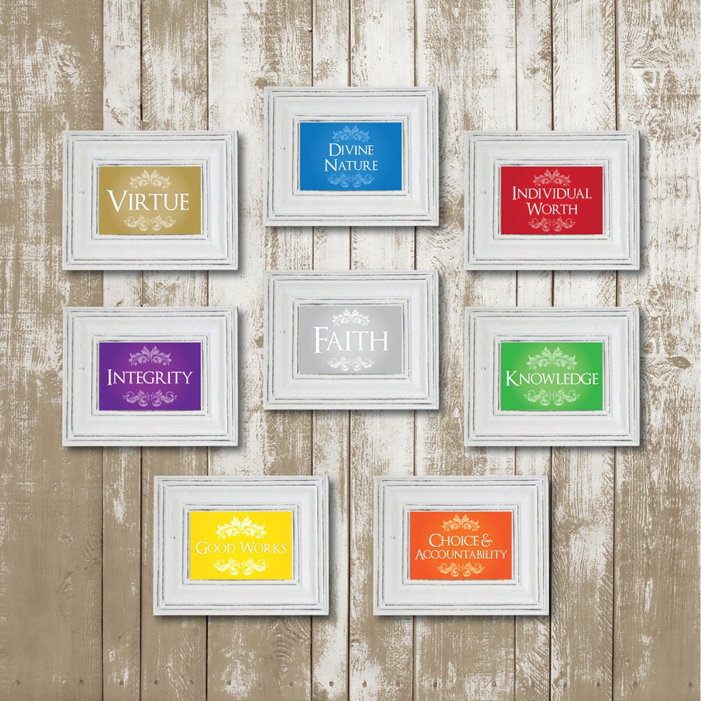 4"x6" Young Women Values, YW Values, Eight (8) Printable Digital Files ...