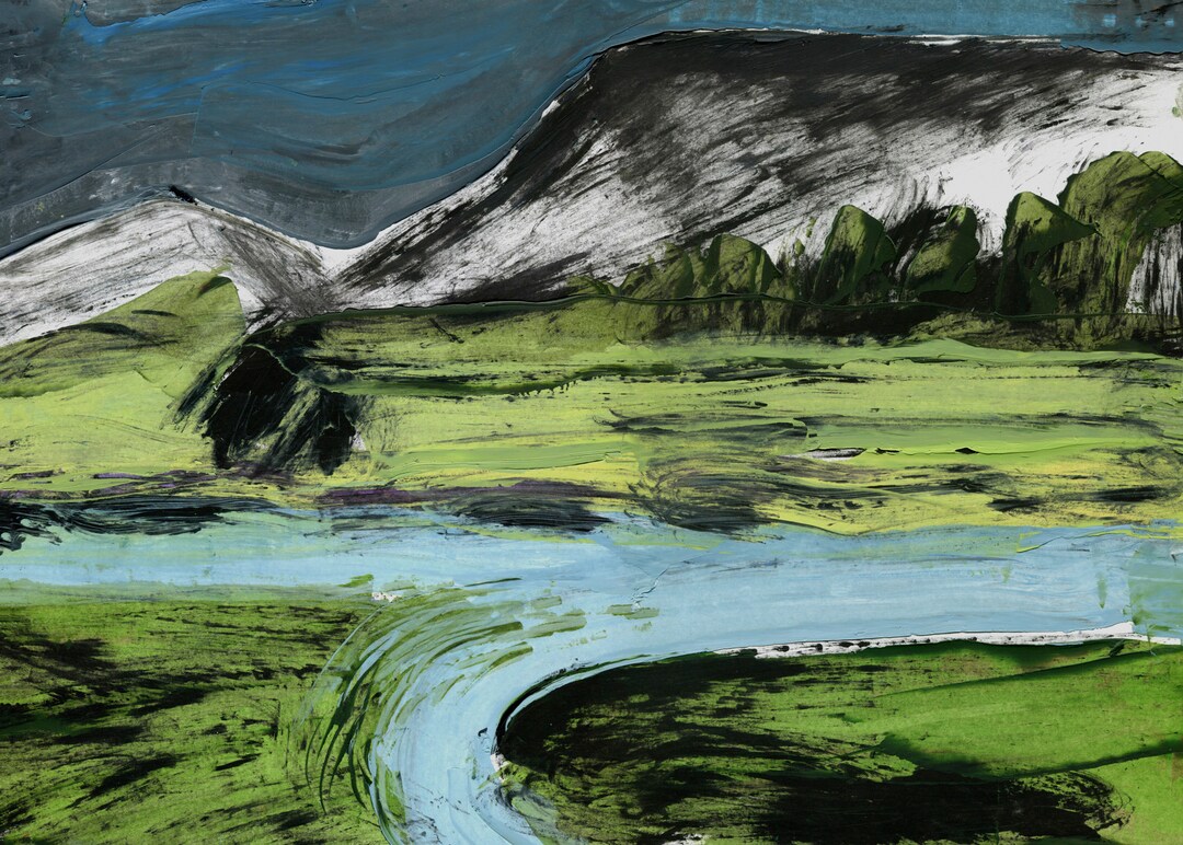 Iceland Painting, Hekla River, Iceland, Oil Painting, Landscape ...