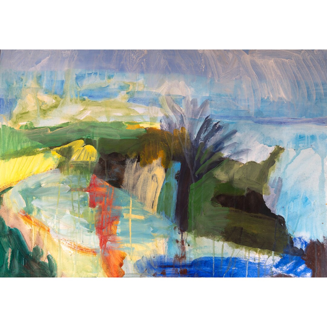 Tree by the Sea, Abstract Landscape, Coast Painting - Etsy