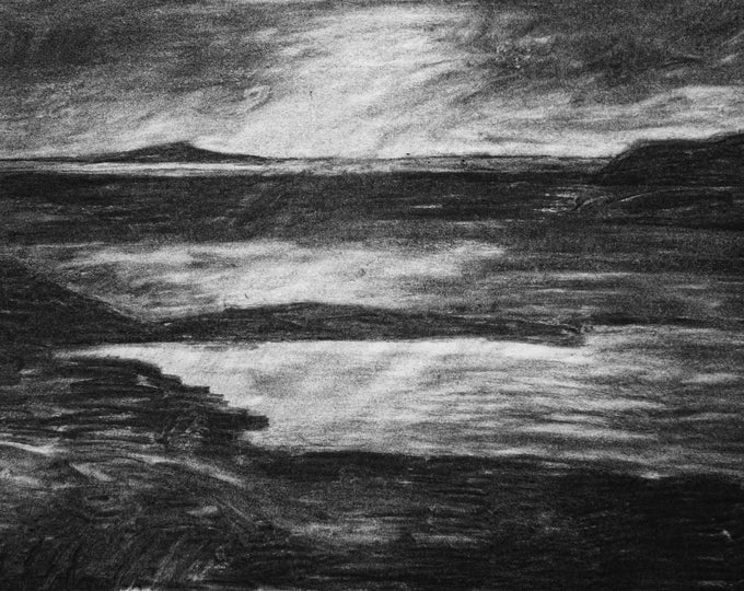 Cuillin Ridge Charcoal Landscape Drawing, Isle of Skye Art (59x42 Cm ...