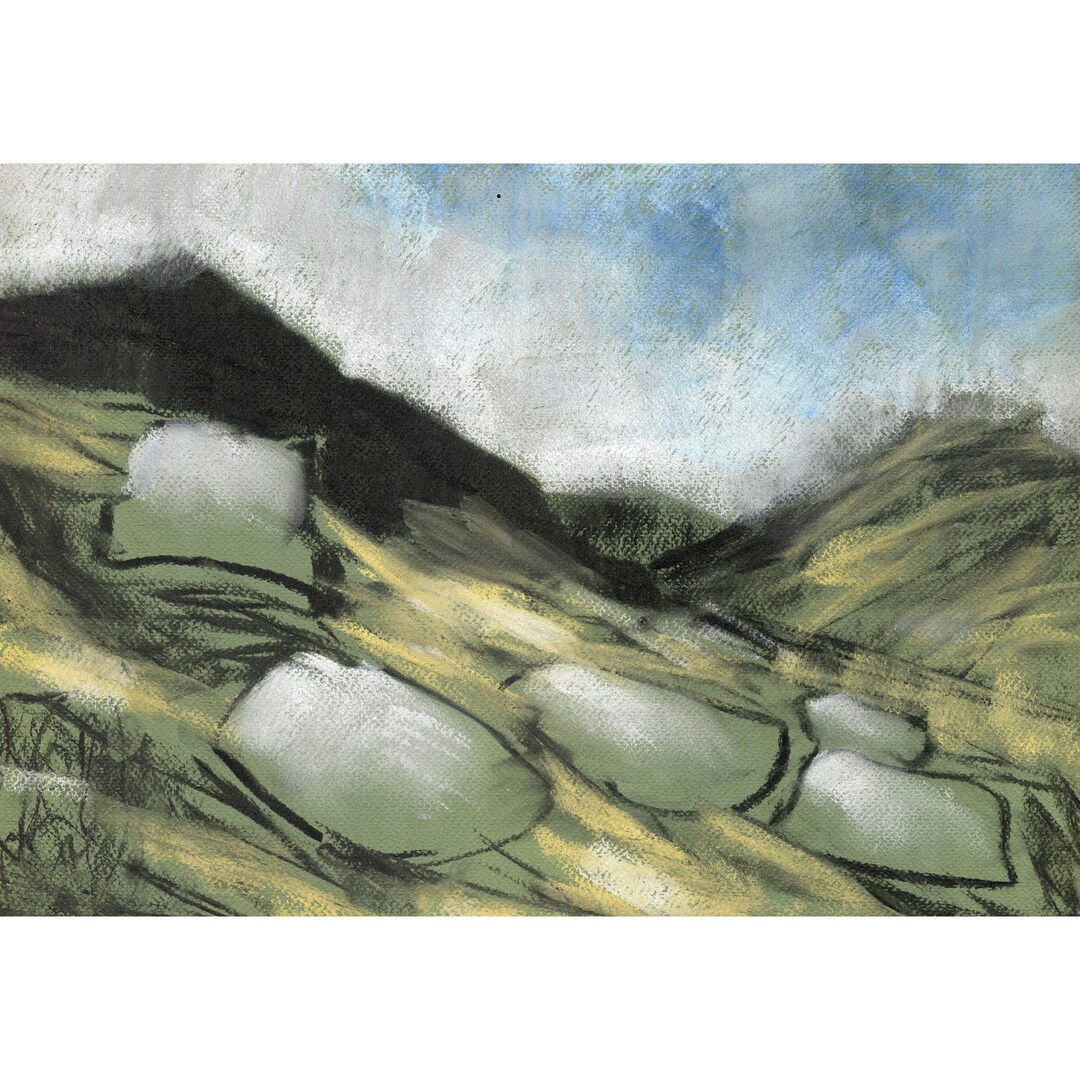 Landscape Drawing, Tryfan Boulders, Wales, Elizabetha Fox - Etsy