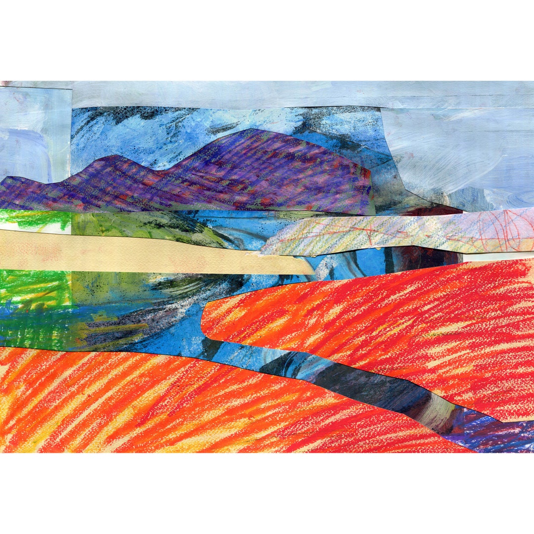 Iceland River, Collage Painting - Etsy