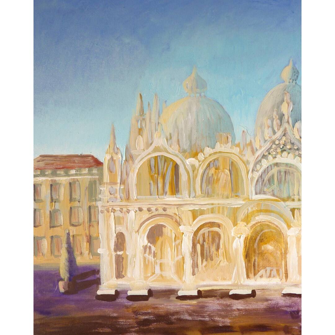 Venice Cathedral, Basilico San Marco, Original Fine Art, Painting on ...