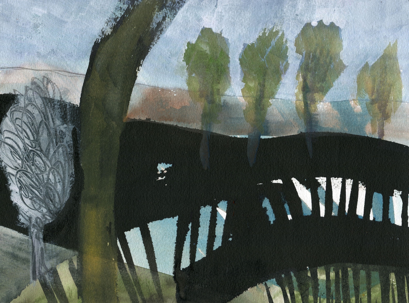 Landscape Watercolour Dark River Tree Painting Landscape - Etsy UK