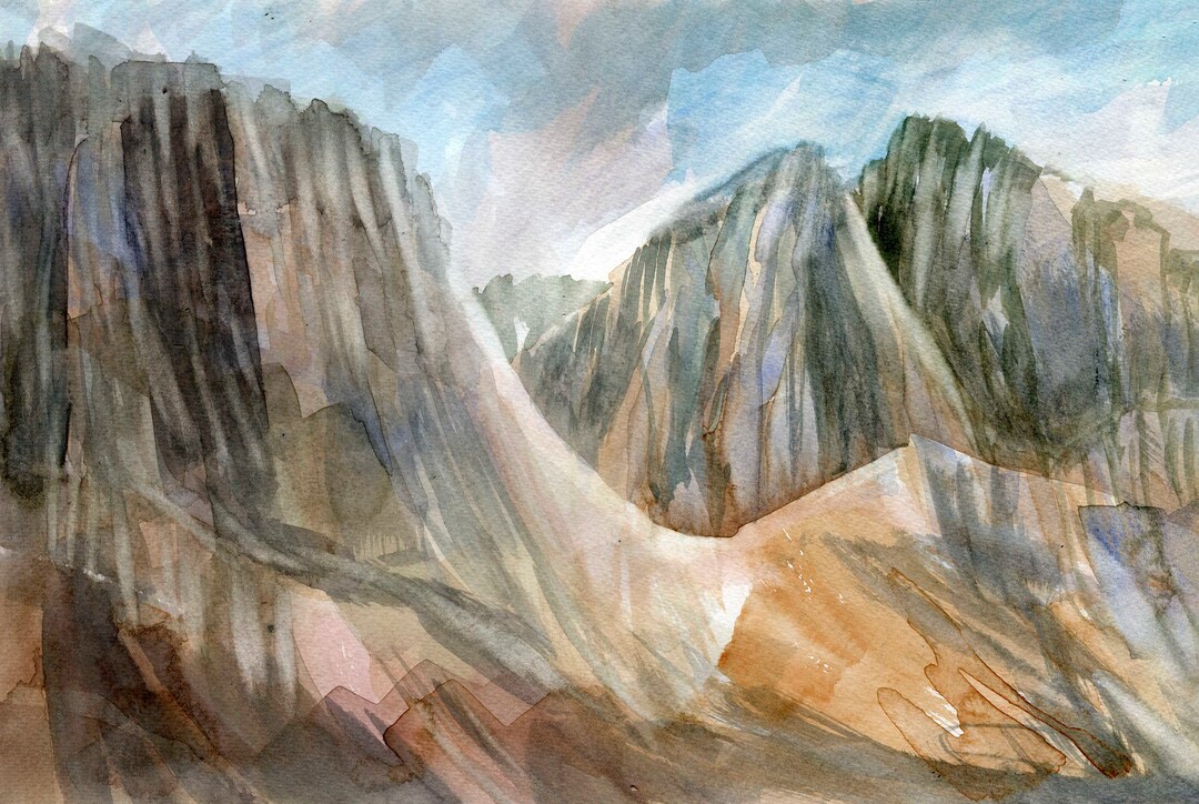 PULPIT ROCK, Scafell Crag, English Lake District, Watercolour Original ...