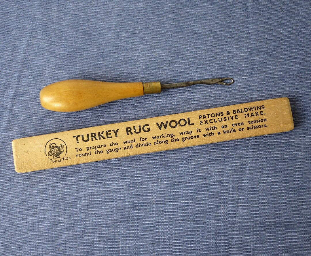 Vintage Patons & Baldwins Turkey Rug Wool Gauge and Latch Hook – Rug ...