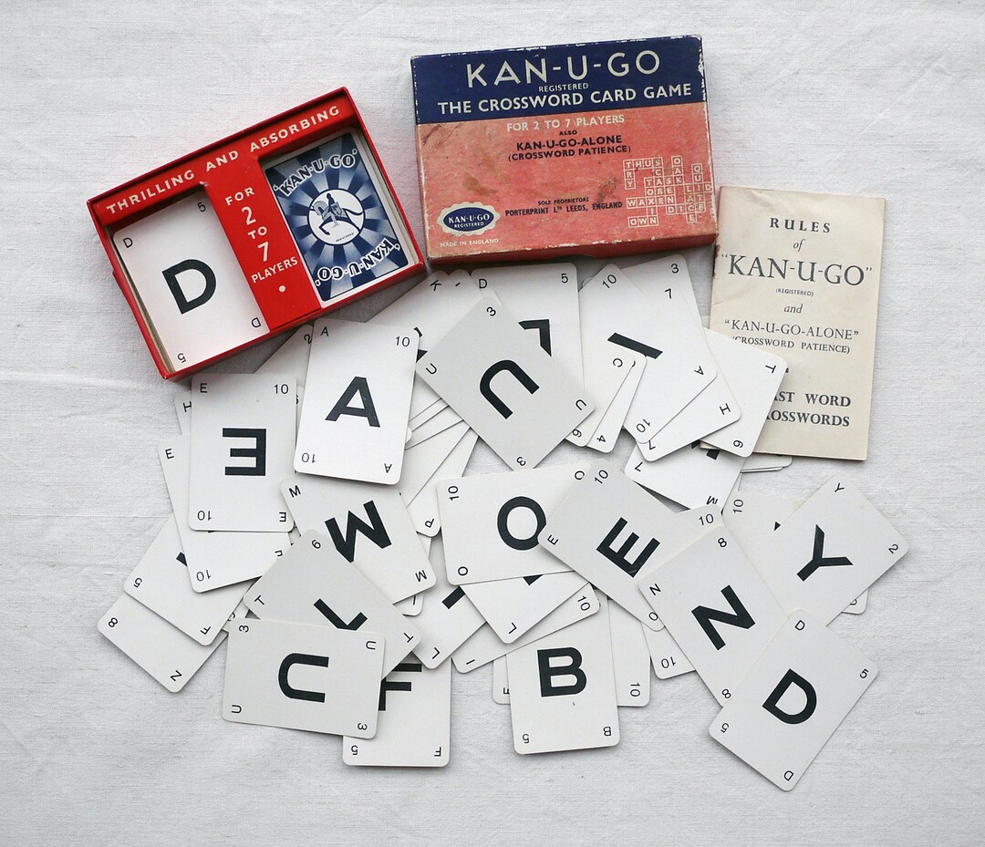 Kan U Go, Vintage Crossword Card Game, Letters, Alphabet, Word Fun ...