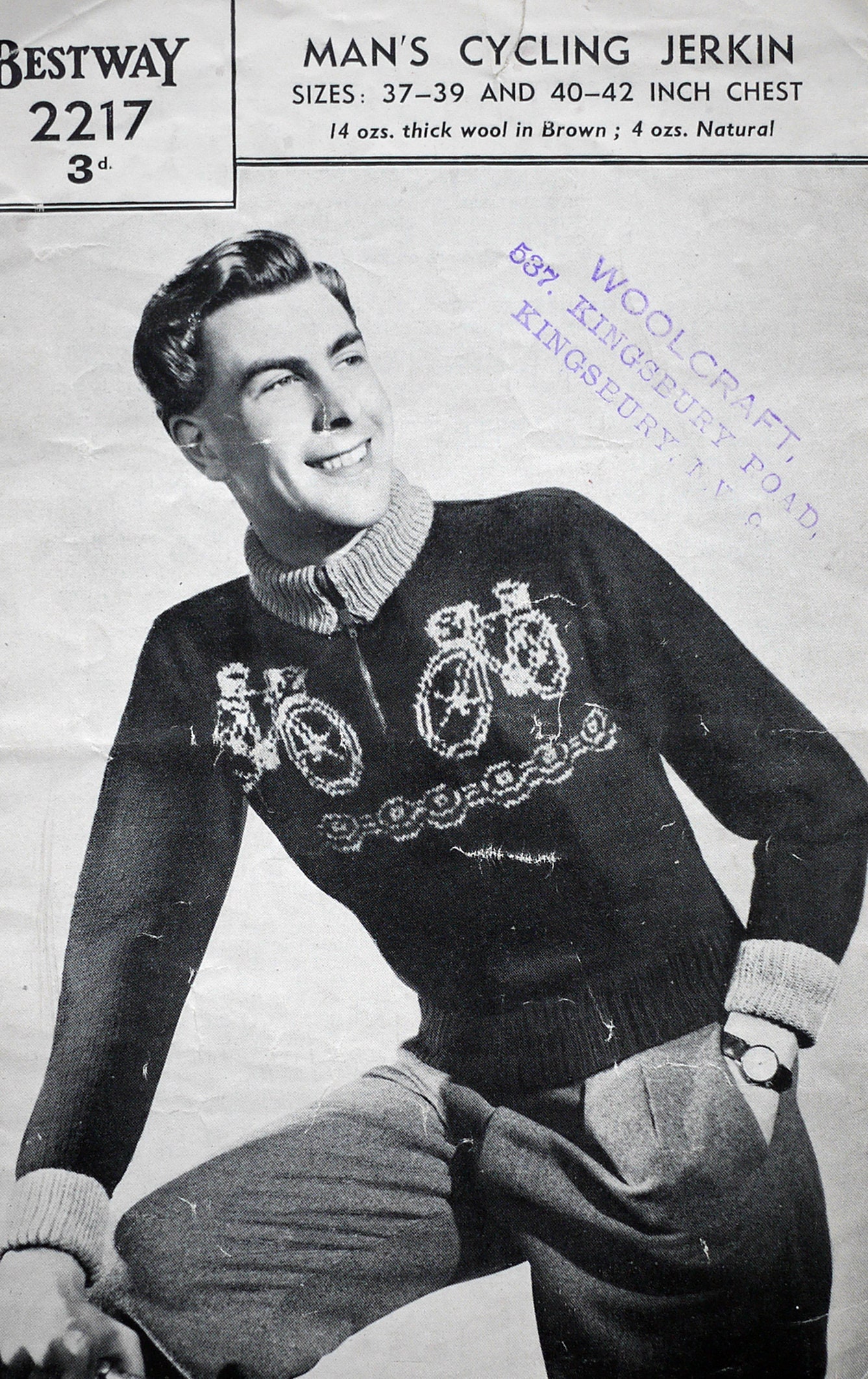 Cycling Jerkin, Original Vintage Knitting Pattern, Bicycle Sweater ...