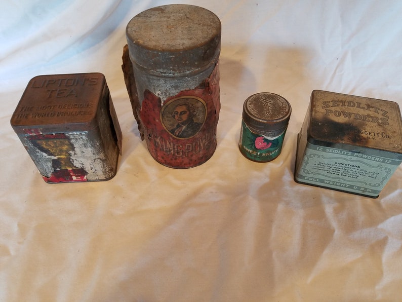 Antique tin cans from the early 1900's 4 | Etsy