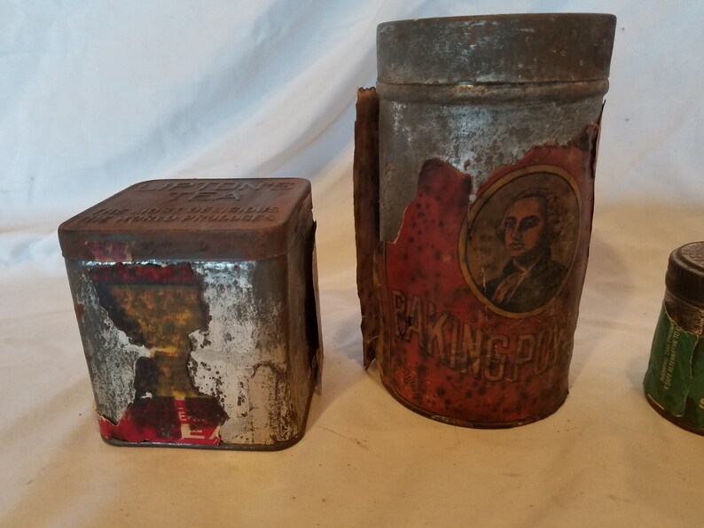 Antique tin cans from the early 1900's 4 | Etsy