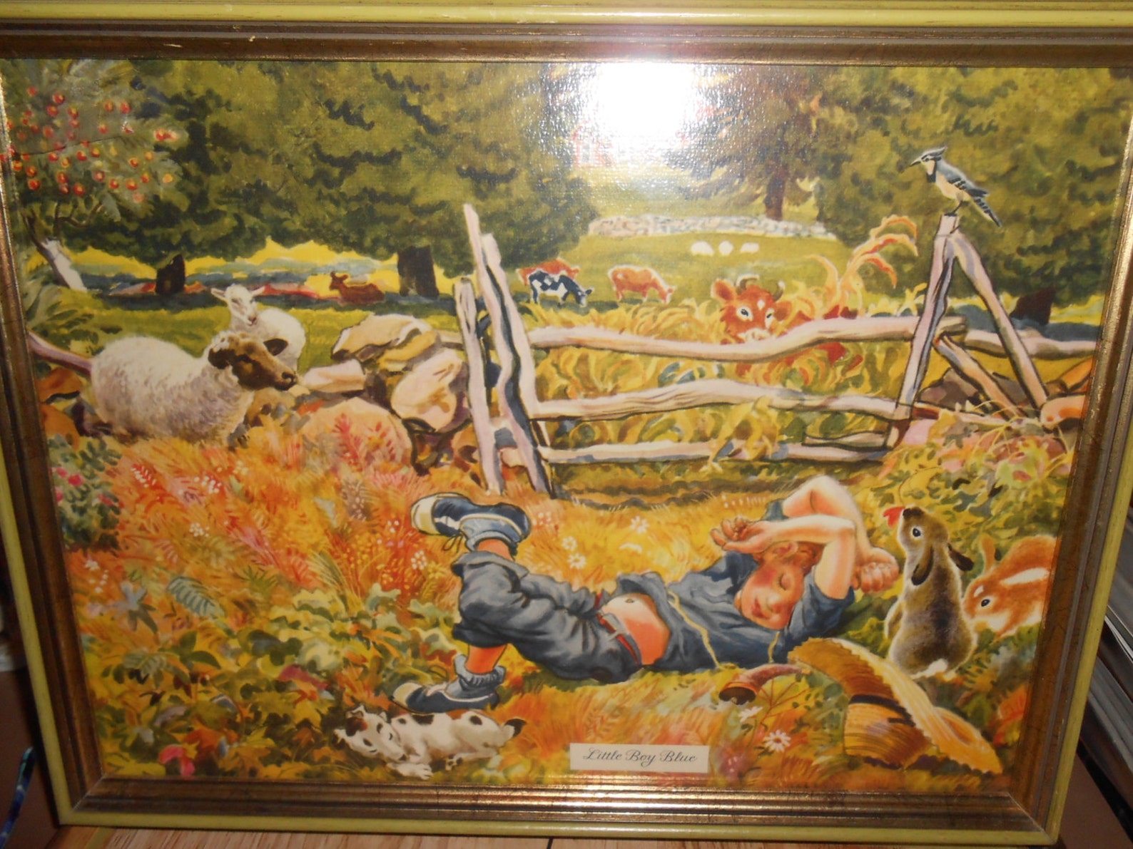 Vintage Little Boy Blue Nursery Rhyme Framed Print by F. Rojankovsky ...