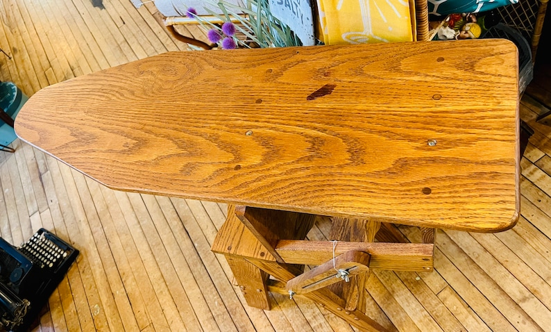 Ironing Board Step Stool Bench Amish Made Portable Solid Oak Hand Made ...