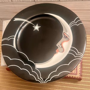 Vintage Fitz and Floyd Stardust Plate With Moon and Face Man in the ...