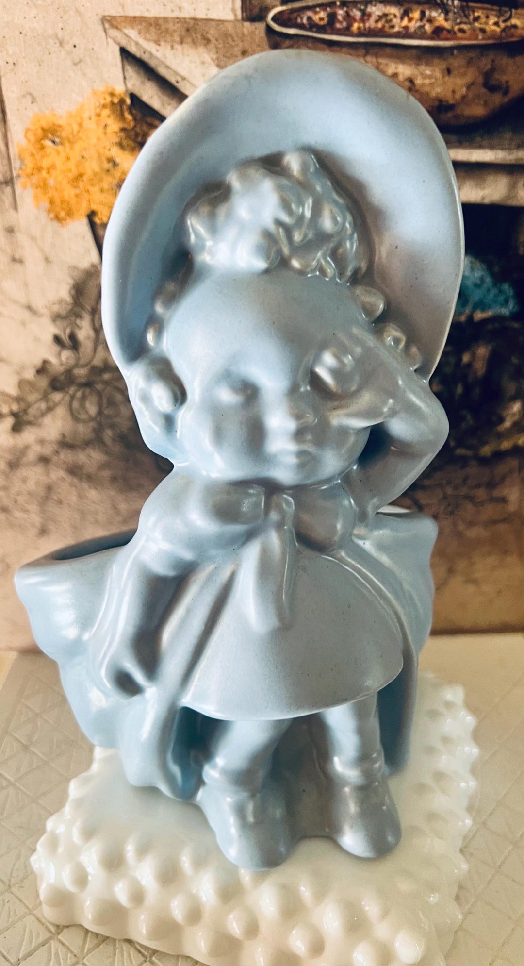 Baby Girl Crying Planter Blue Bonnet Vintage Pottery Succulent Planters ...