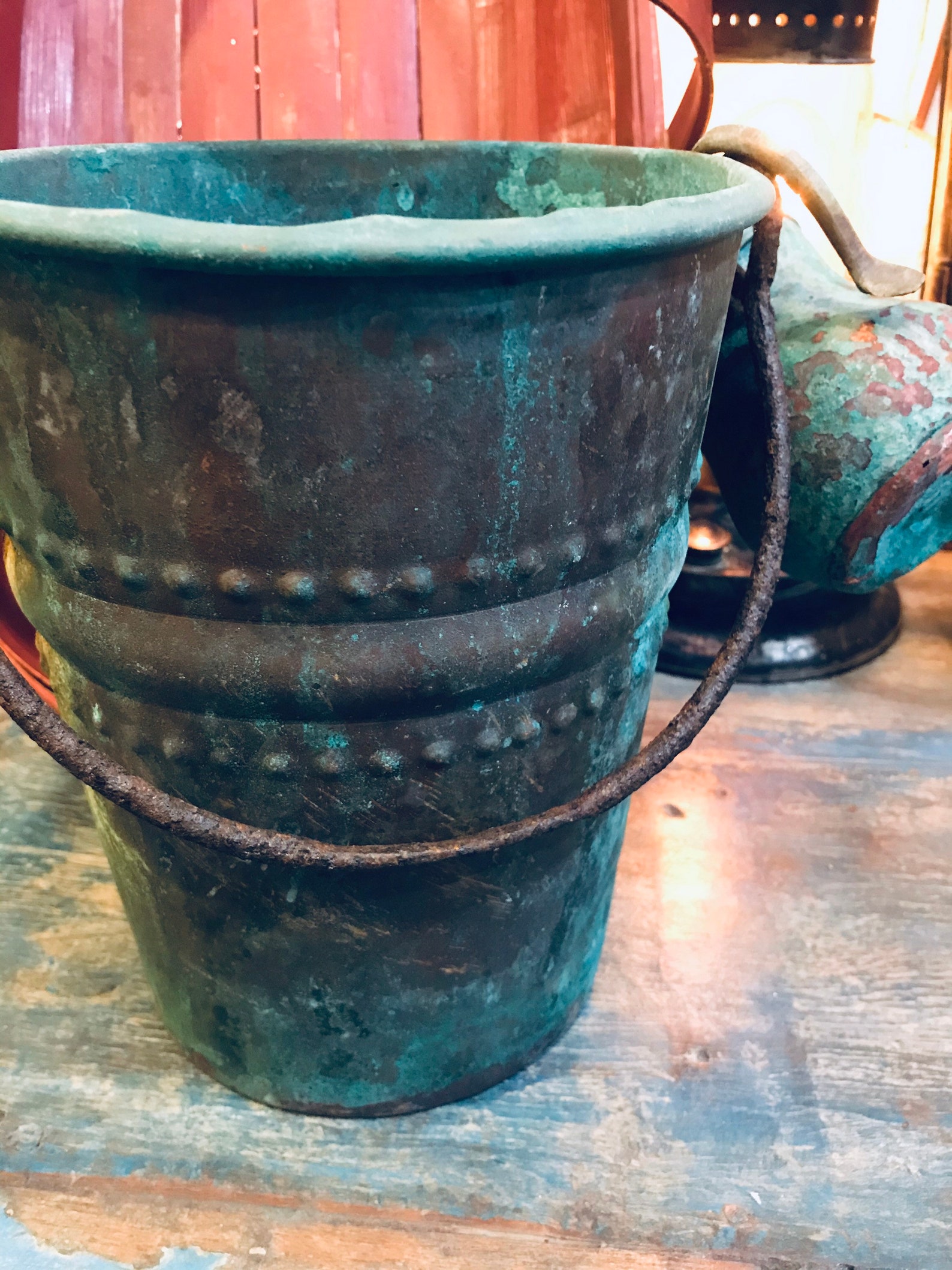 Antique Copper Pail Bucket Rustic Home Decor Ash Pail Water - Etsy