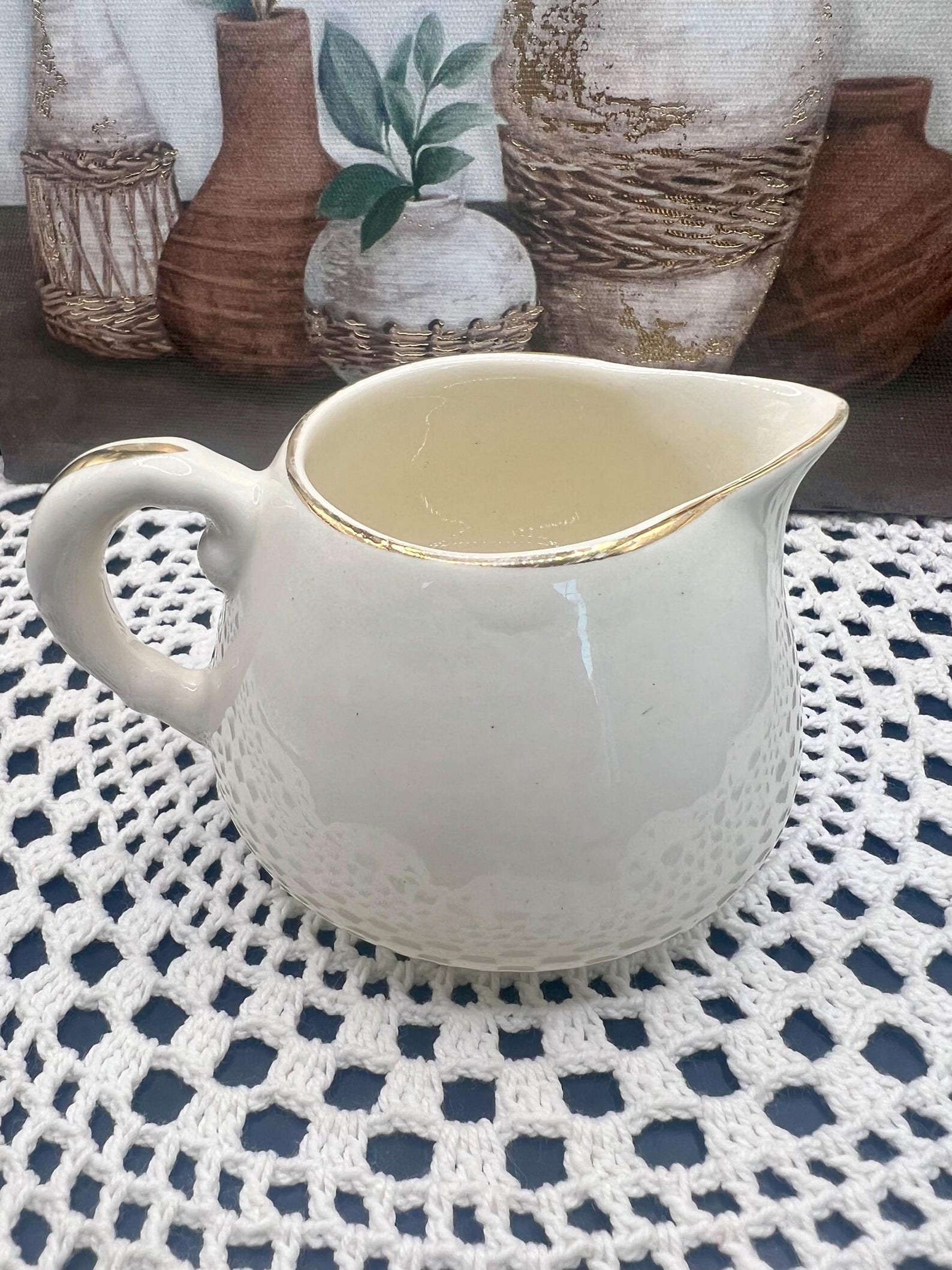 Vintage Creamer English Ware Lancasters Hanley England Old World Garden ...