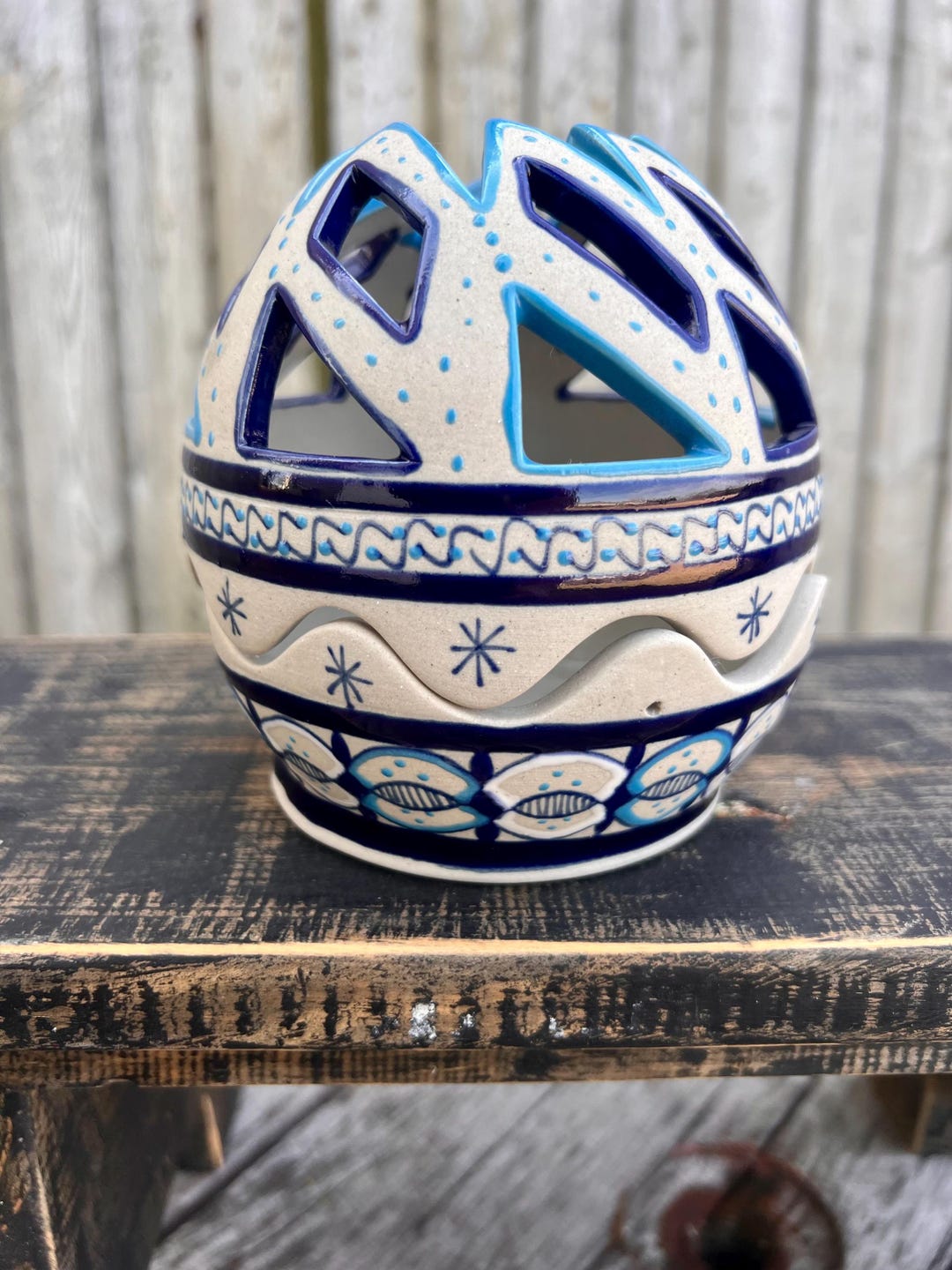 Mexican Art Pottery Luminary Tealight Candleholder Fairy Lights Hand ...