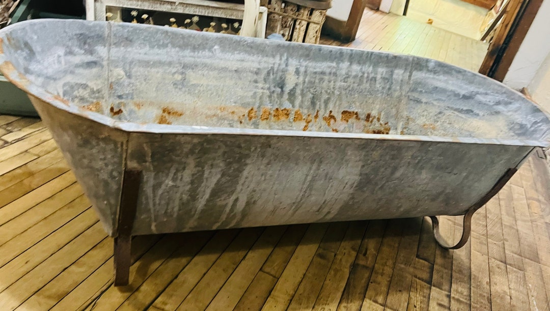 Large Zinc Bathtub Galvanized Cowboy Tub Photography Prop Retail ...