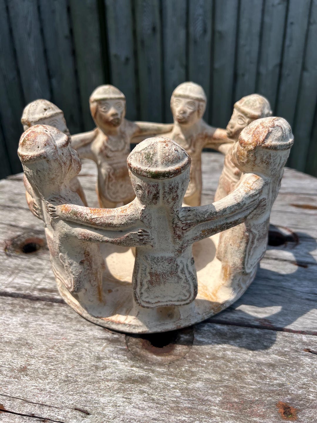 Aztec Mayan Candle Ring Incense Holder Circle of Friends Clay Folk Art ...