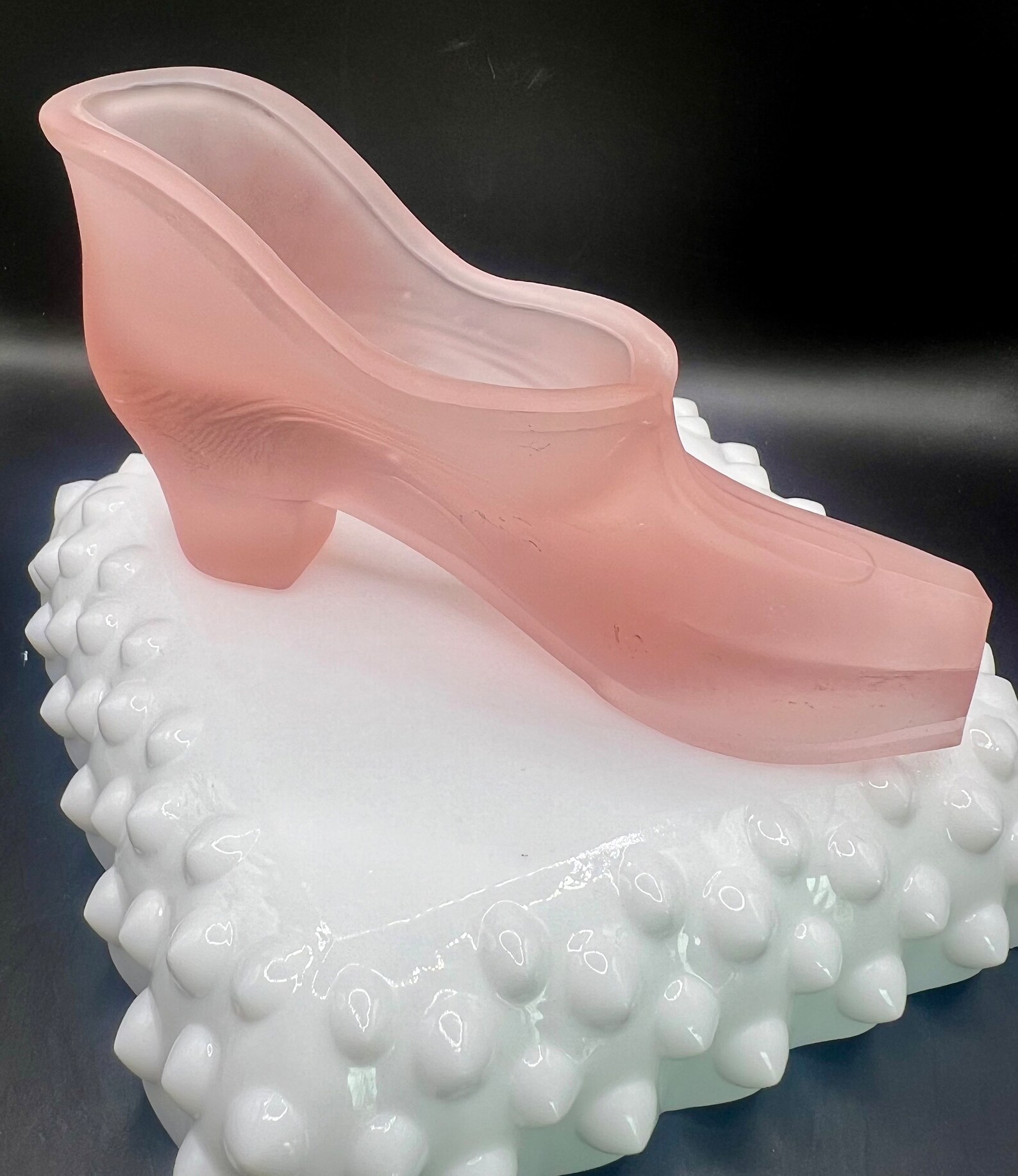 Westmoreland Pink Glass Shoe Vintage Frosted Art French Style Ladies ...