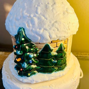 Ceramic Igloo House Vintage Lighted Trees Santa Claus Dome Home Snowman ...