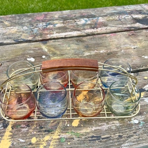 Federal Glass Over the Rainbow Roly Poly Glasses With Carrier Cocktail ...