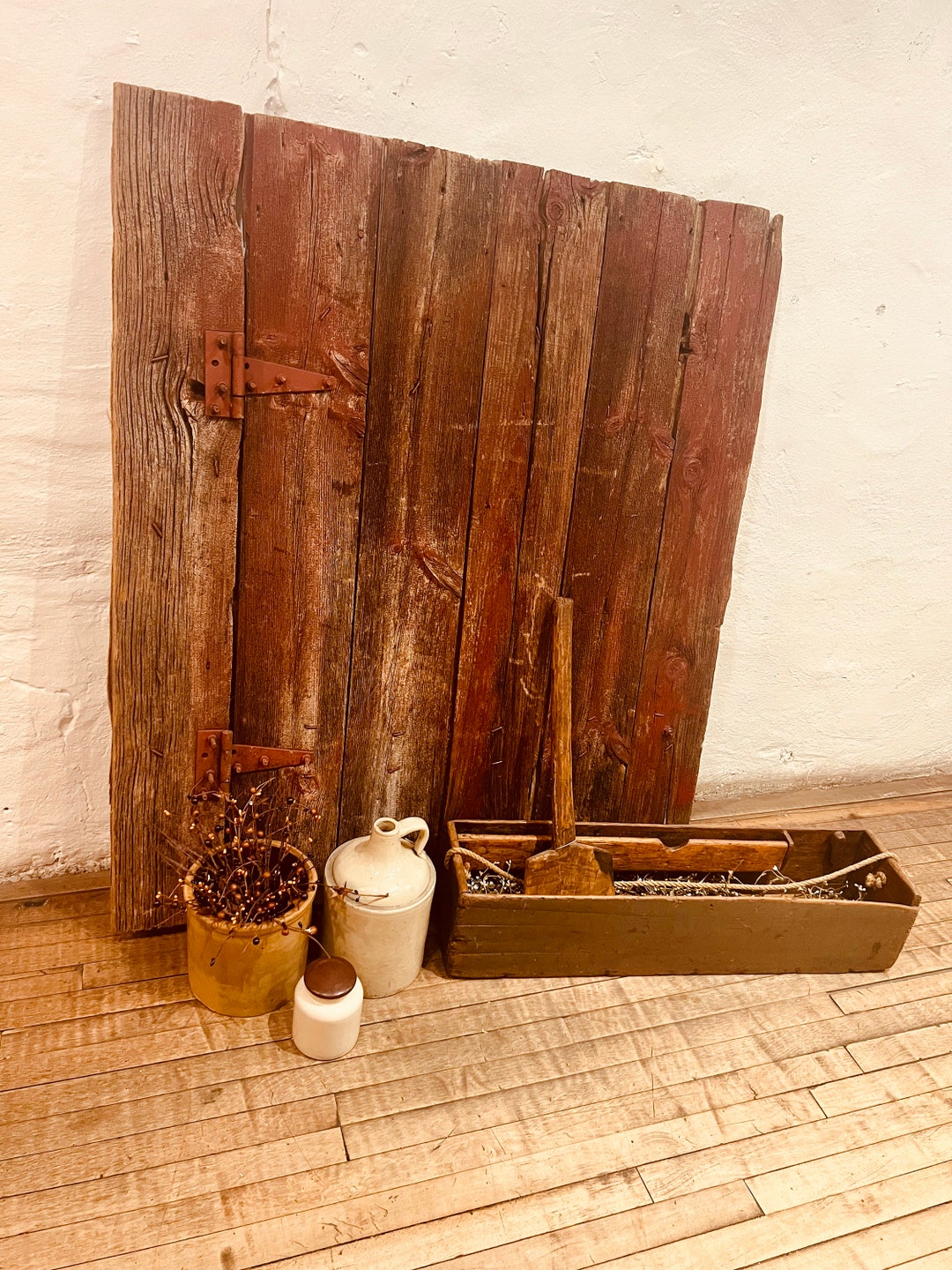 Antique Barn Door Primitive Gate Old Red Painted Wooden Door Barn ...