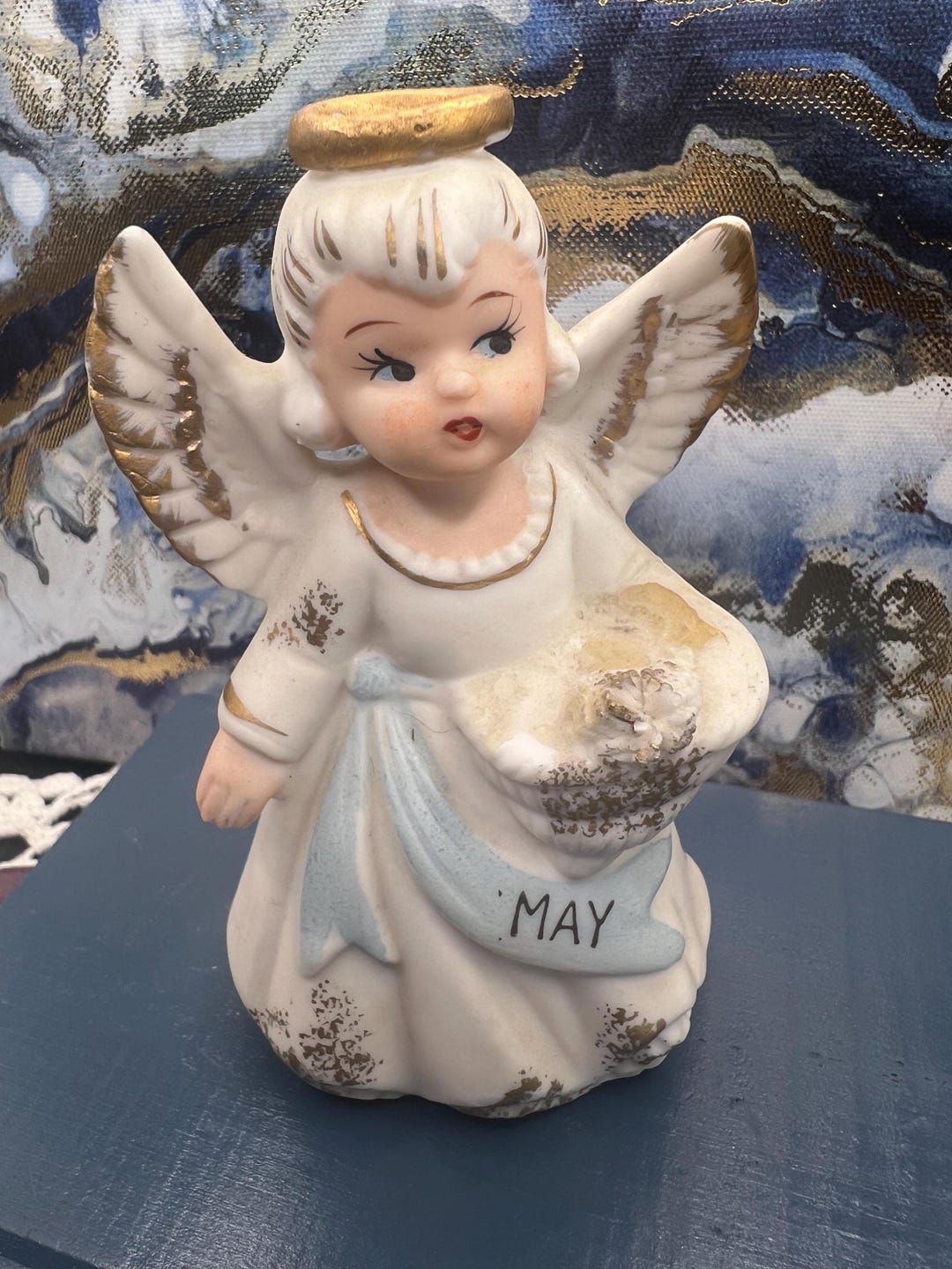 Vintage Porcelain May Birthday Angel Angels Cake Toppers Christmas ...