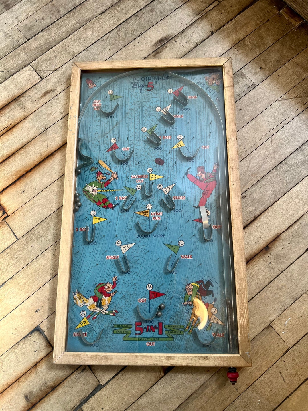 Poosh M up Big 5 Pinball Game Tabletop Games Antique Game Room Wall ...