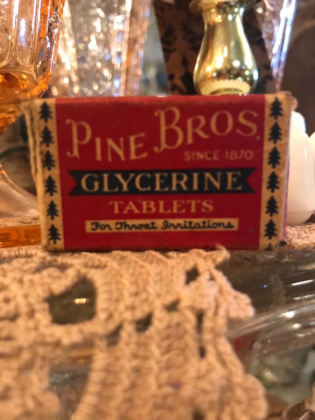 Pine Bros Glycerine Tablets Box Vintage Medicine Cough Drops Christmas ...