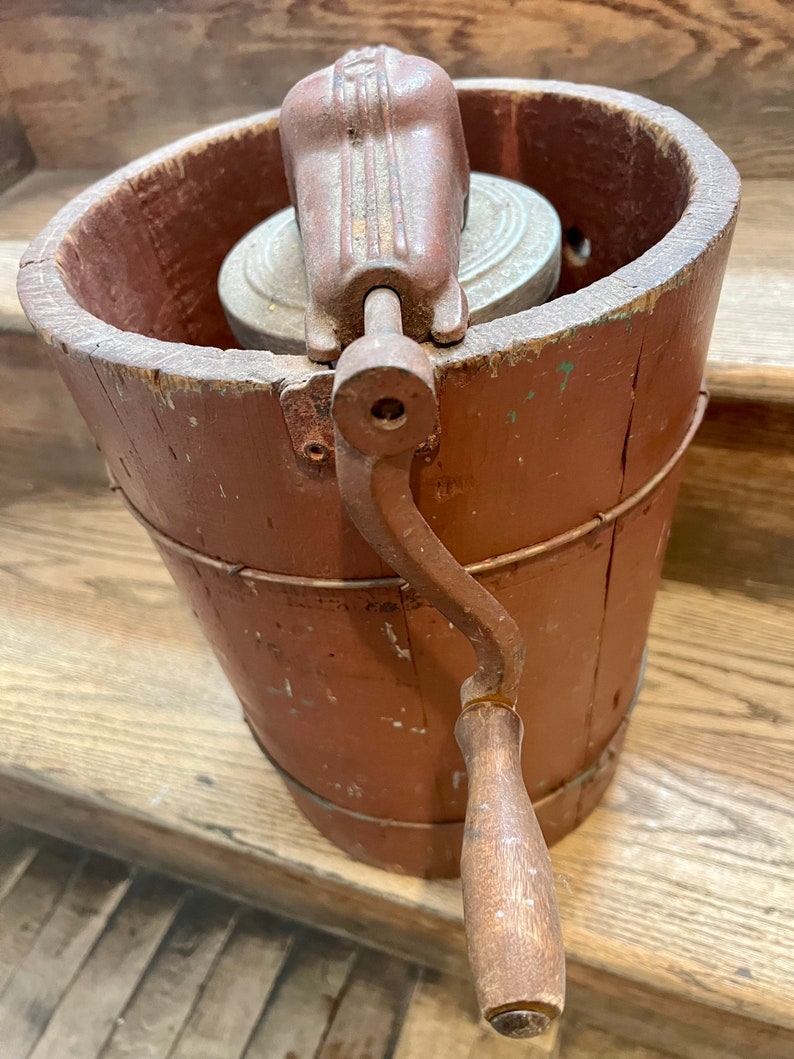 Antique Hand Churn Ice Cream Maker/wooden Ice Cream - Etsy