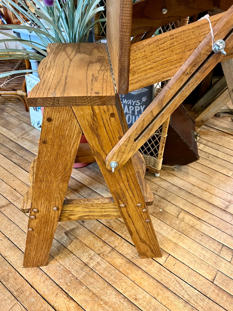 Ironing Board Step Stool Bench Amish Made Portable Solid Oak Hand Made ...